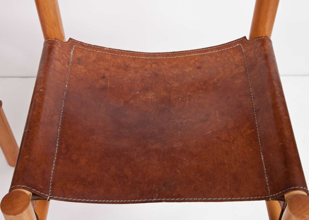 Set of Four Leather Safari Chairs at 1stDibs