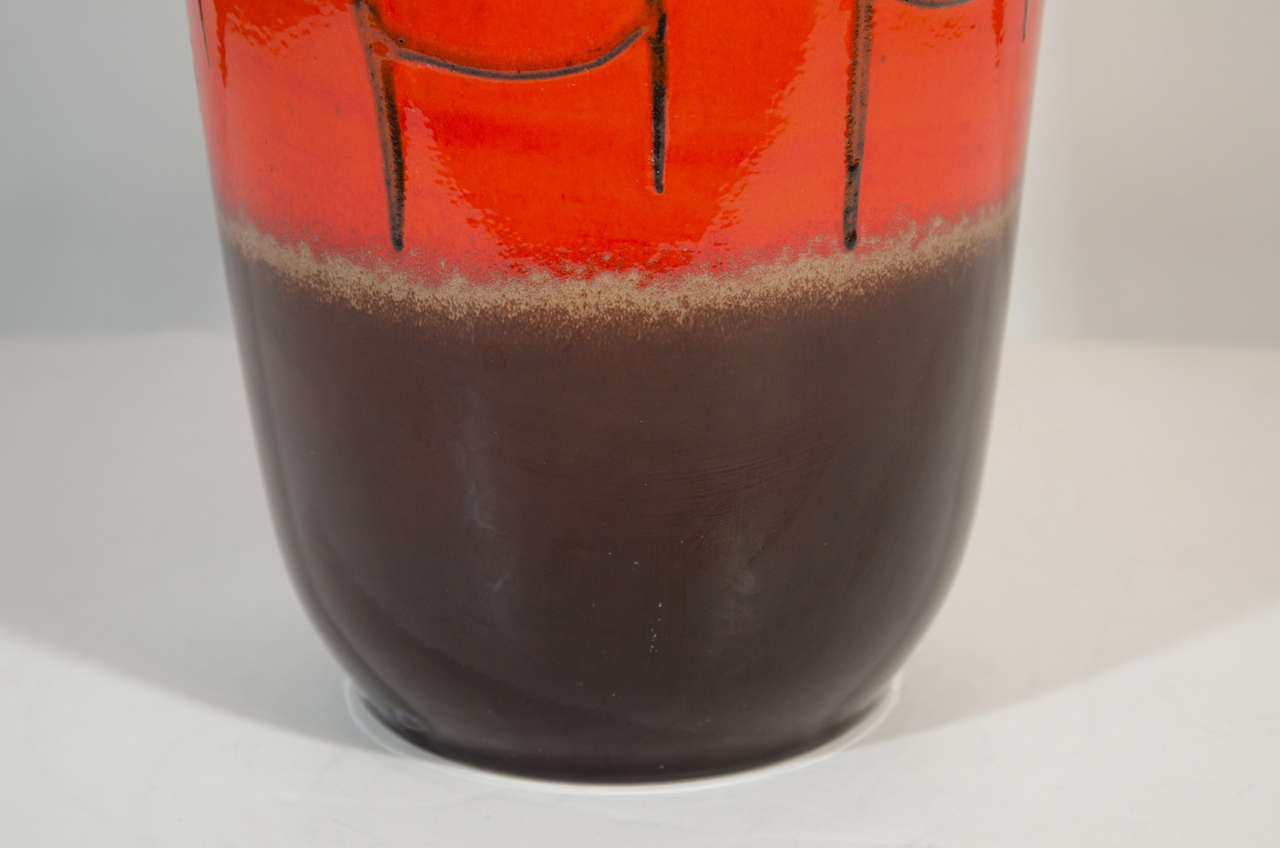 Mid-Century Modern Pottery Glazed Lava Vase by Scheurich at 1stDibs ...