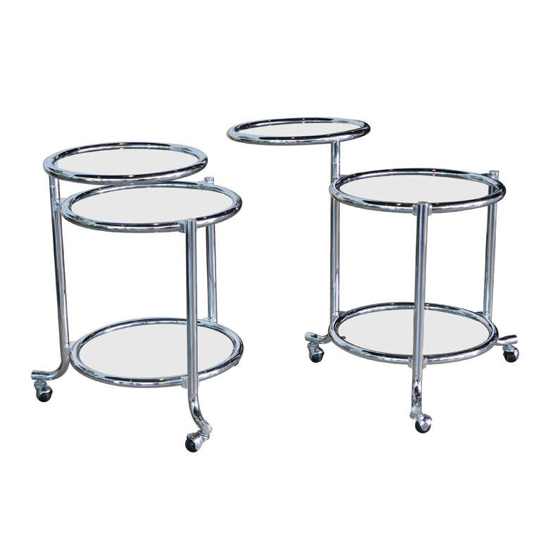 Single Chrome Rolling Swivel Side Table Attributed to Gilbert Rohde For ...