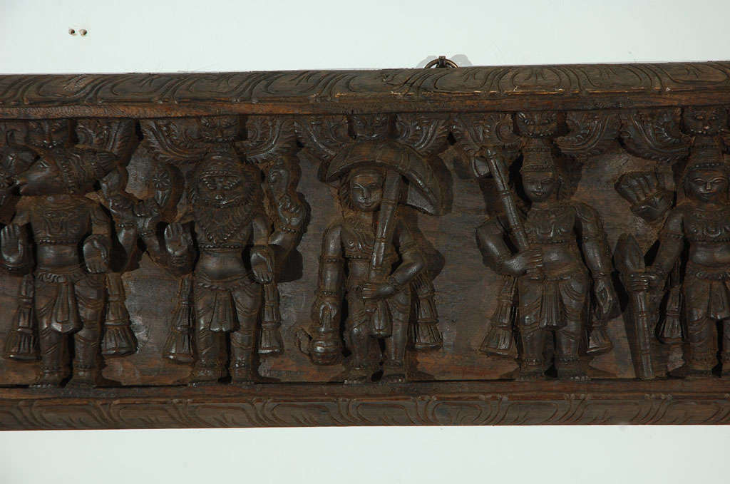 Hindu Carved wood Panel at 1stDibs