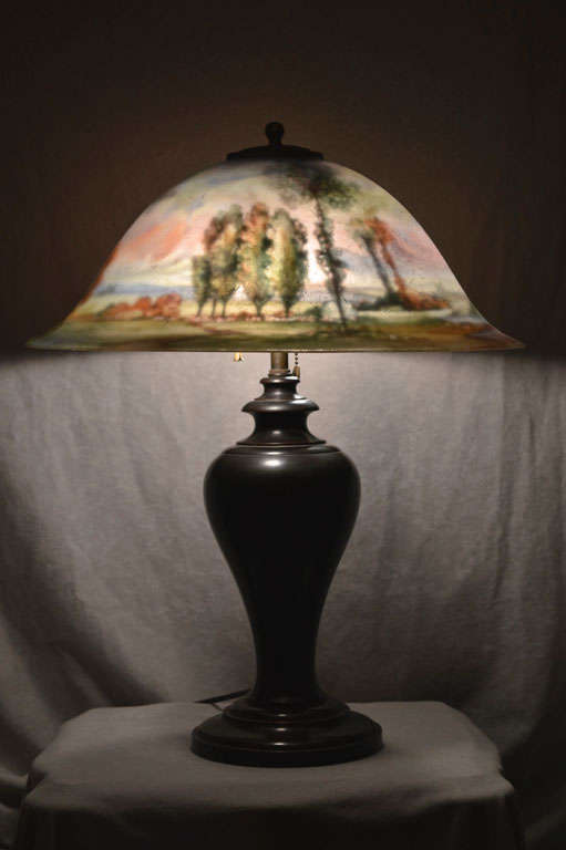 Reverse Painted Table Lamp at 1stDibs | reverse hand painted table lamps