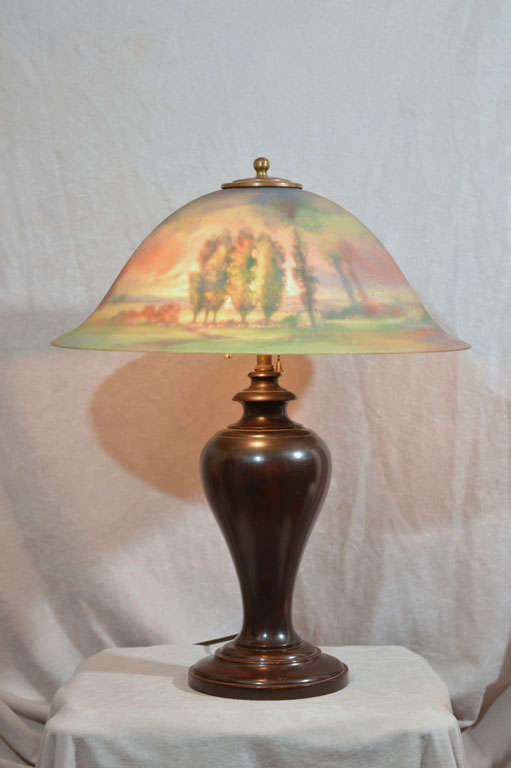 Reverse Painted Table Lamp at 1stDibs | reverse hand painted table lamps