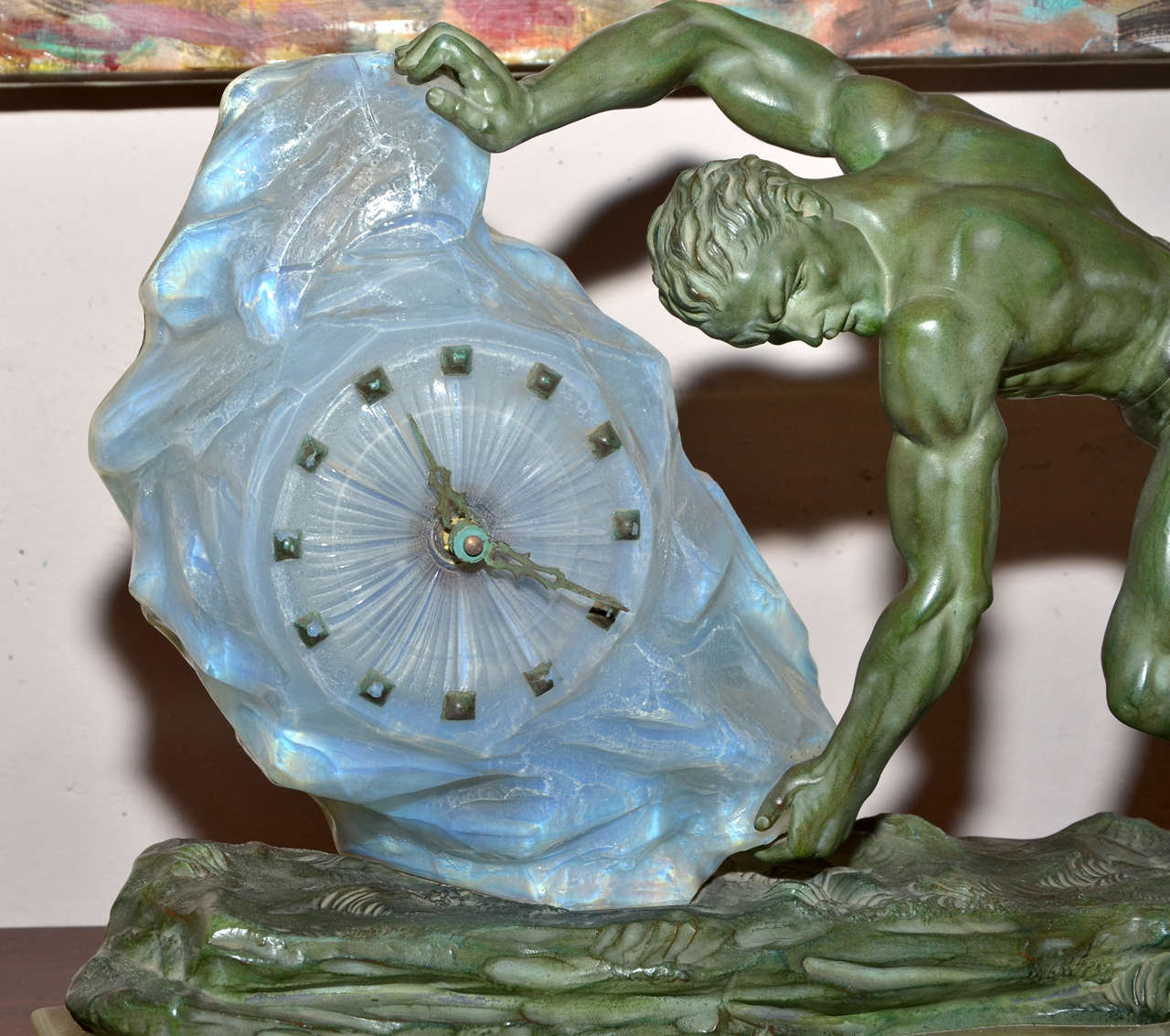 1950s Clock with Sisyphus Pushing a Boulder For Sale at 1stDibs