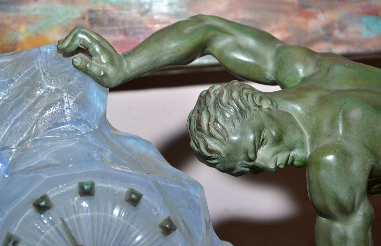 1950s Clock with Sisyphus Pushing a Boulder For Sale at 1stDibs
