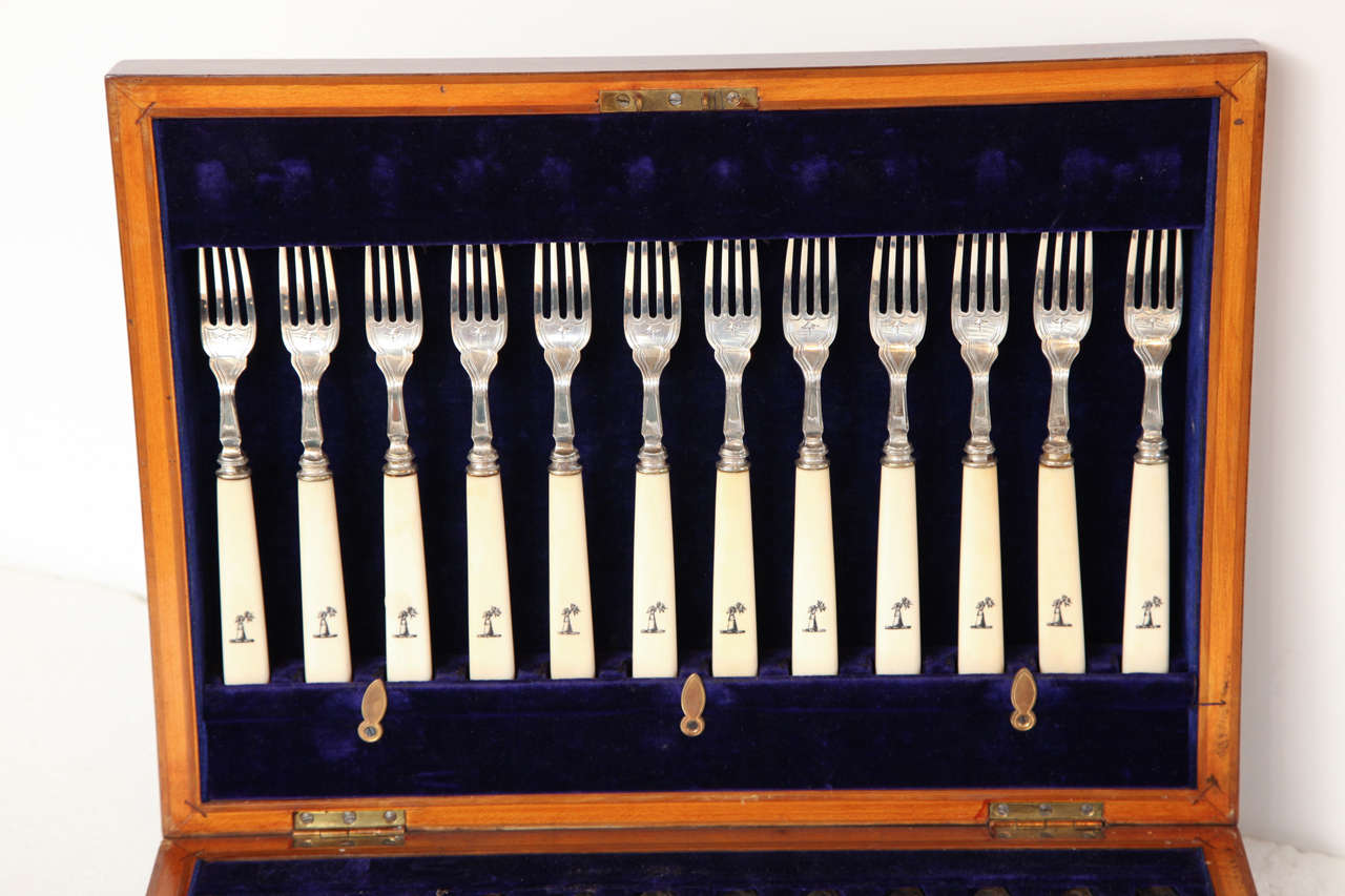 Set of Twelve Silver and Bone Fish Knives and Forks at 1stDibs