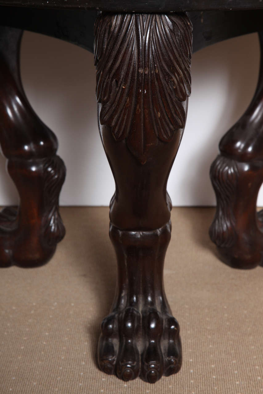 Unusual Coffee Table With Carved Legs and Specimen Marble Top at 1stDibs