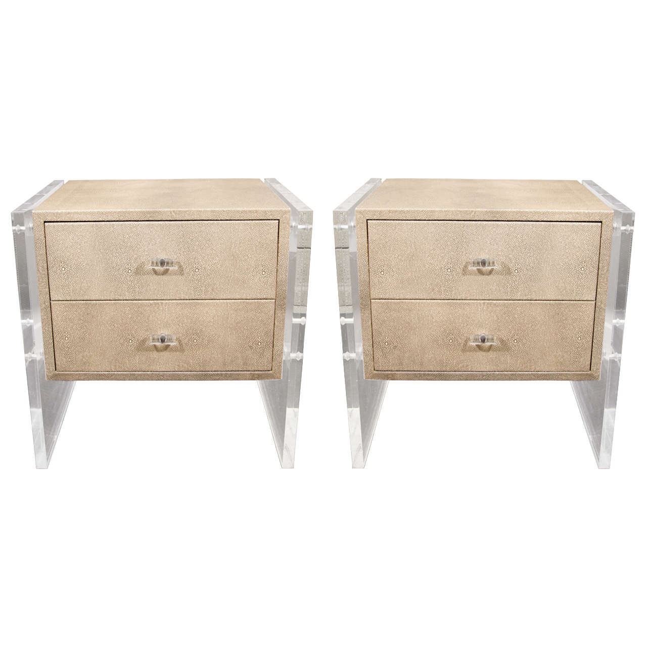 Pair of Custom Faux Shagreen Lucite Side Panel end Tables at 1stDibs ...