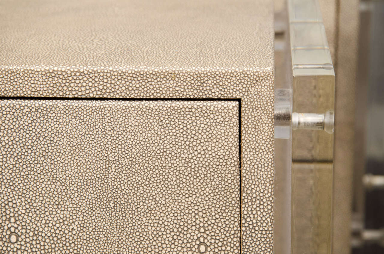 Pair of Custom Faux Shagreen Lucite Side Panel end Tables at 1stDibs ...