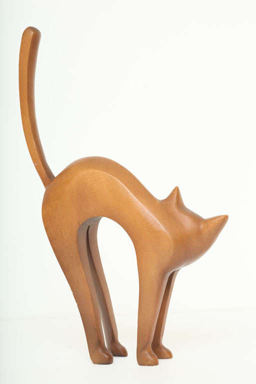 Hagenauer Wooden Cat Sculpture at 1stDibs