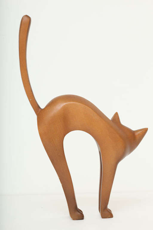 Hagenauer Wooden Cat Sculpture at 1stDibs