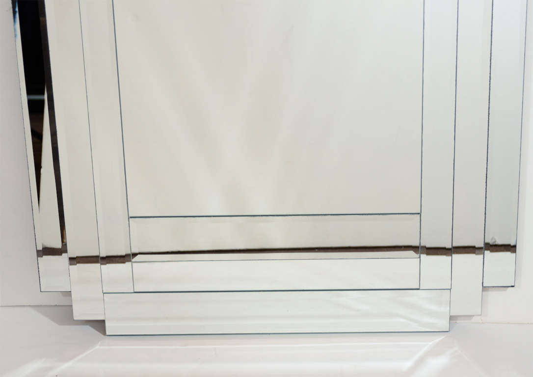 Art Deco Beveled and Stepped Mirror with Skyscraper Design at 1stDibs