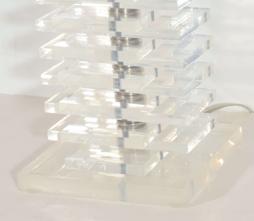 Modernist Stacked Lucite Lamp For Sale at 1stDibs