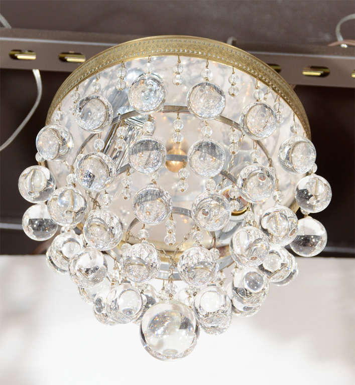 1940's Hollywood Light Fixture with Crystal Ball Drop Details at 1stDibs