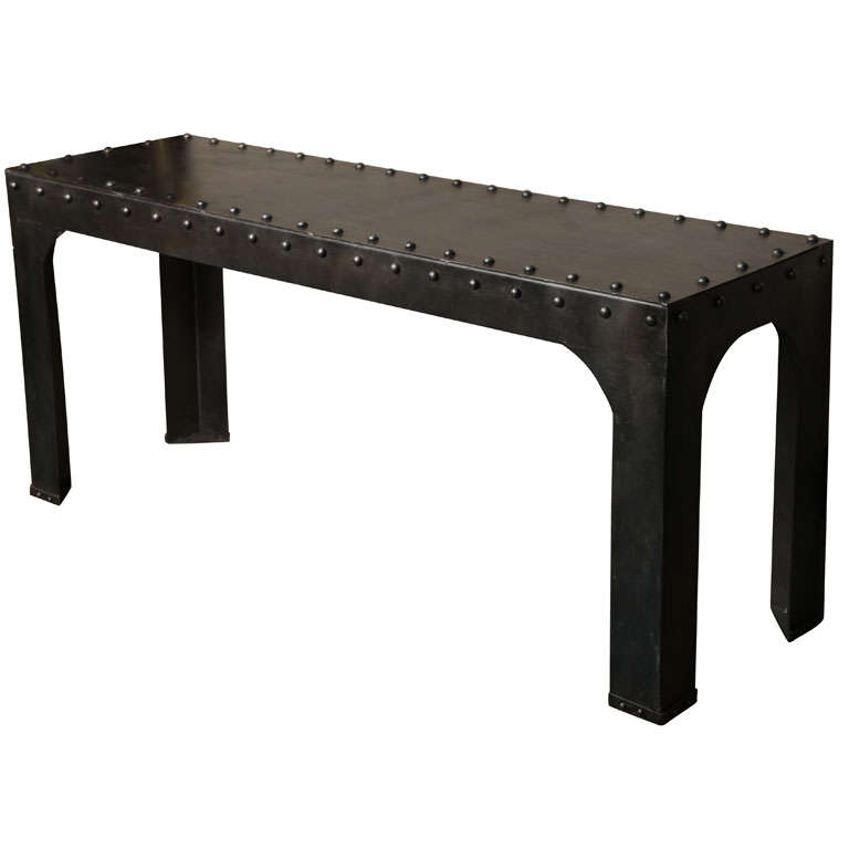 Vintage Industrial Iron Console Table at 1stDibs