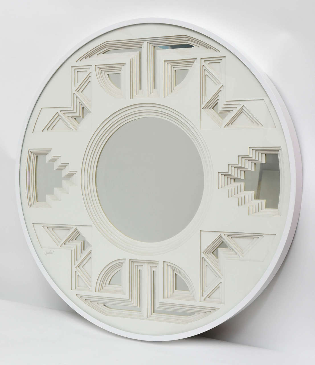 Round Three-Dimensional Six Layer Paper Wall Sculpture Mirror by Greg ...