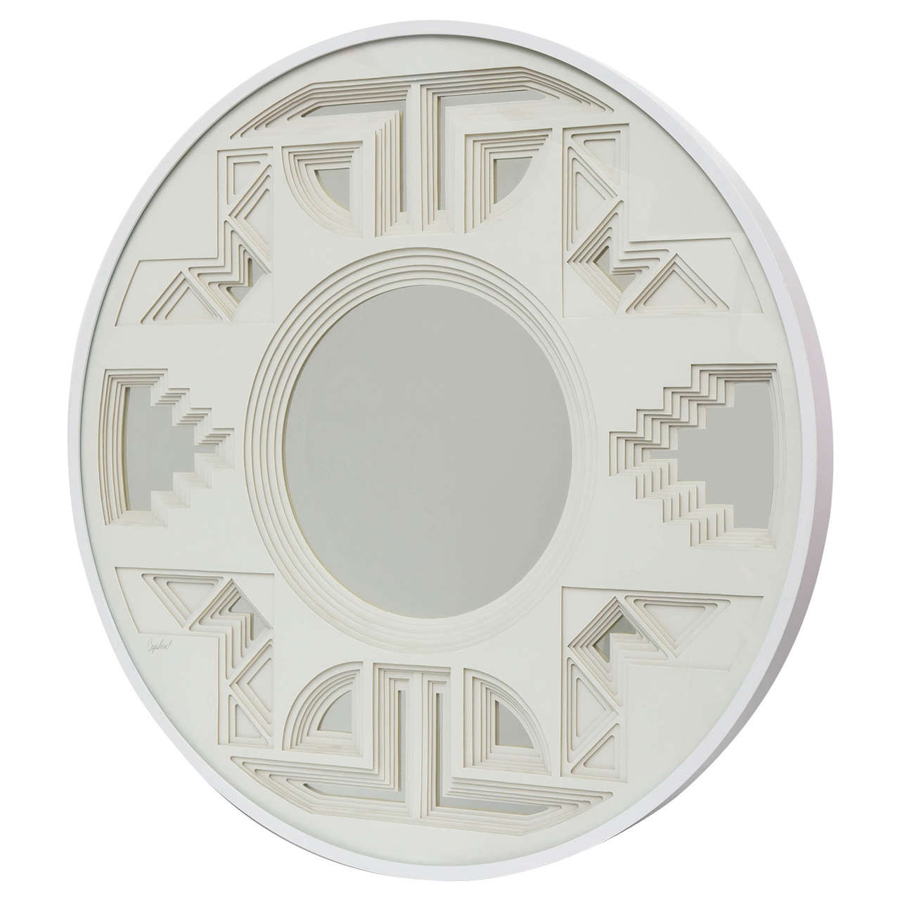 Round Three-Dimensional Six Layer Paper Wall Sculpture Mirror by Greg ...