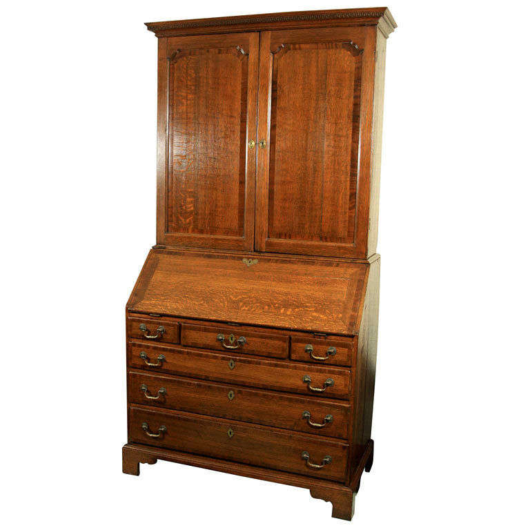 English George III Oak Bureau Bookcase at 1stDibs