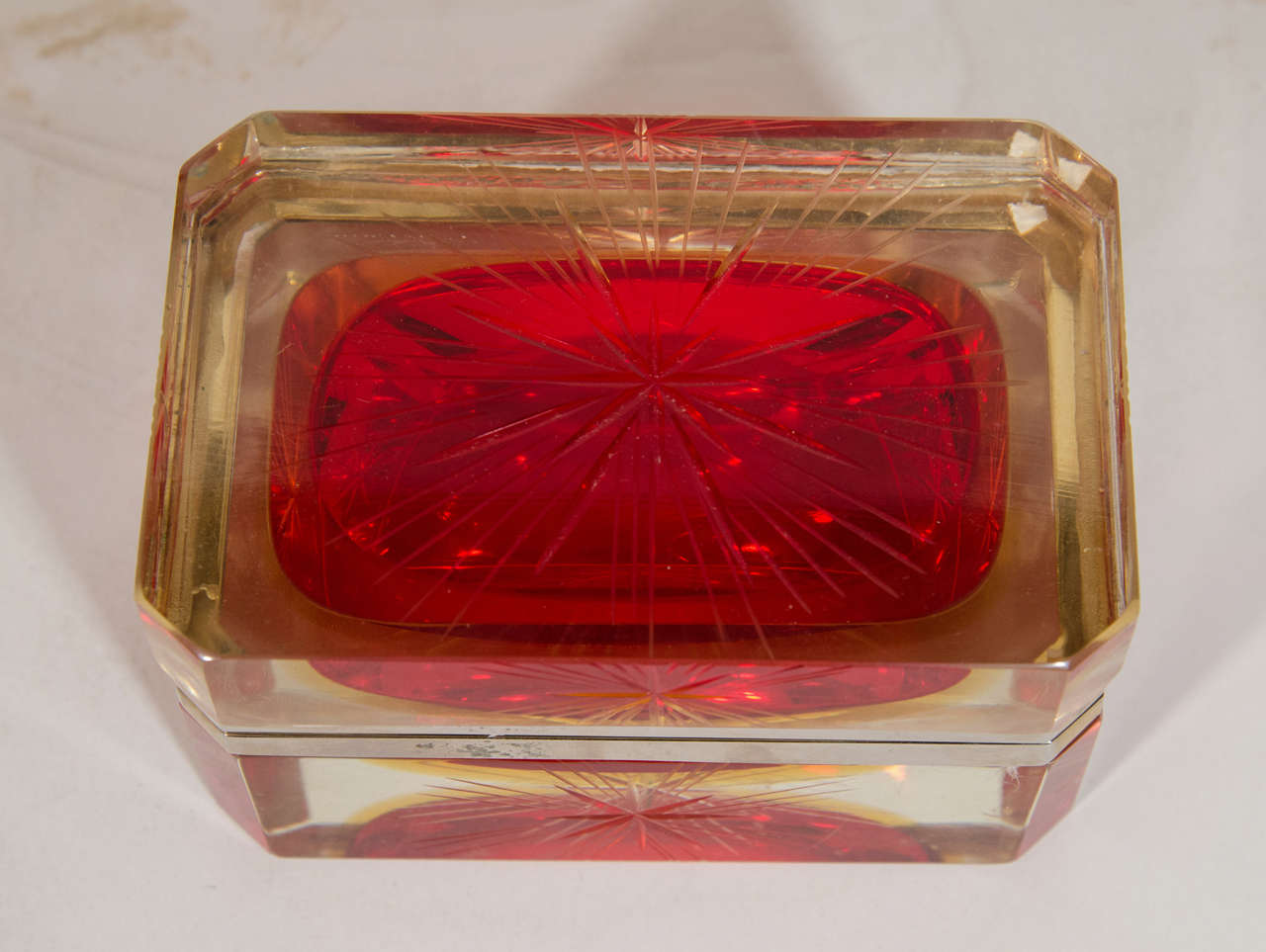 Vintage Clear and Red Italian Glass Box For Sale at 1stDibs | red glass ...