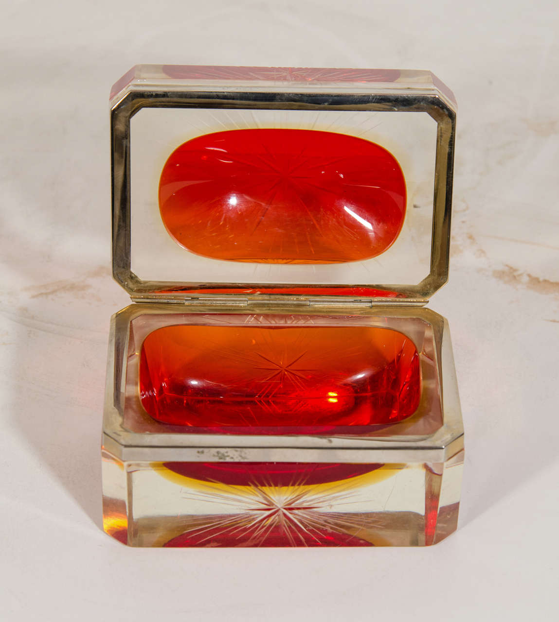 Vintage Clear and Red Italian Glass Box For Sale at 1stDibs | red glass ...