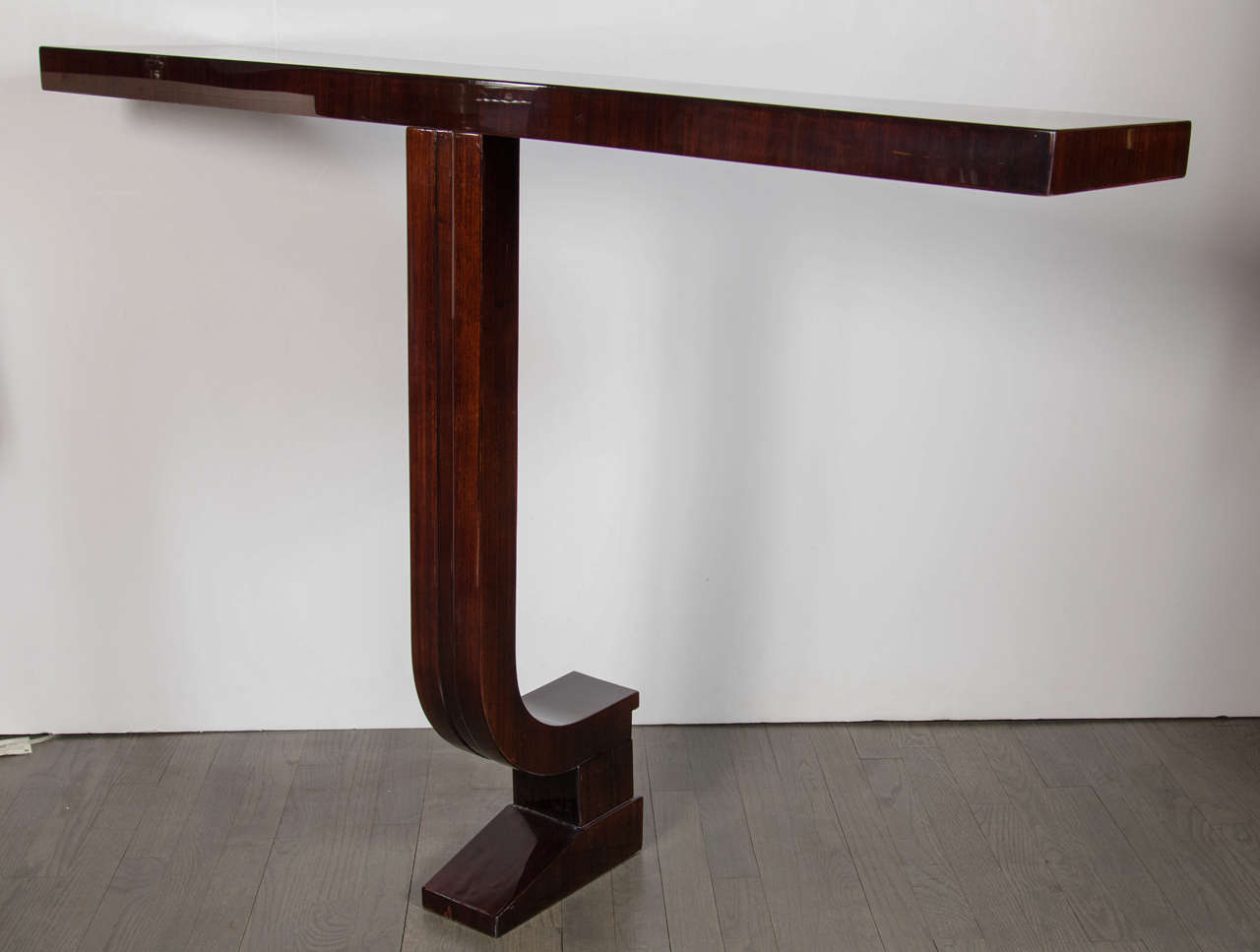 Exquisite Streamlined Art Deco Wall Mounted Console in Mahogany at ...