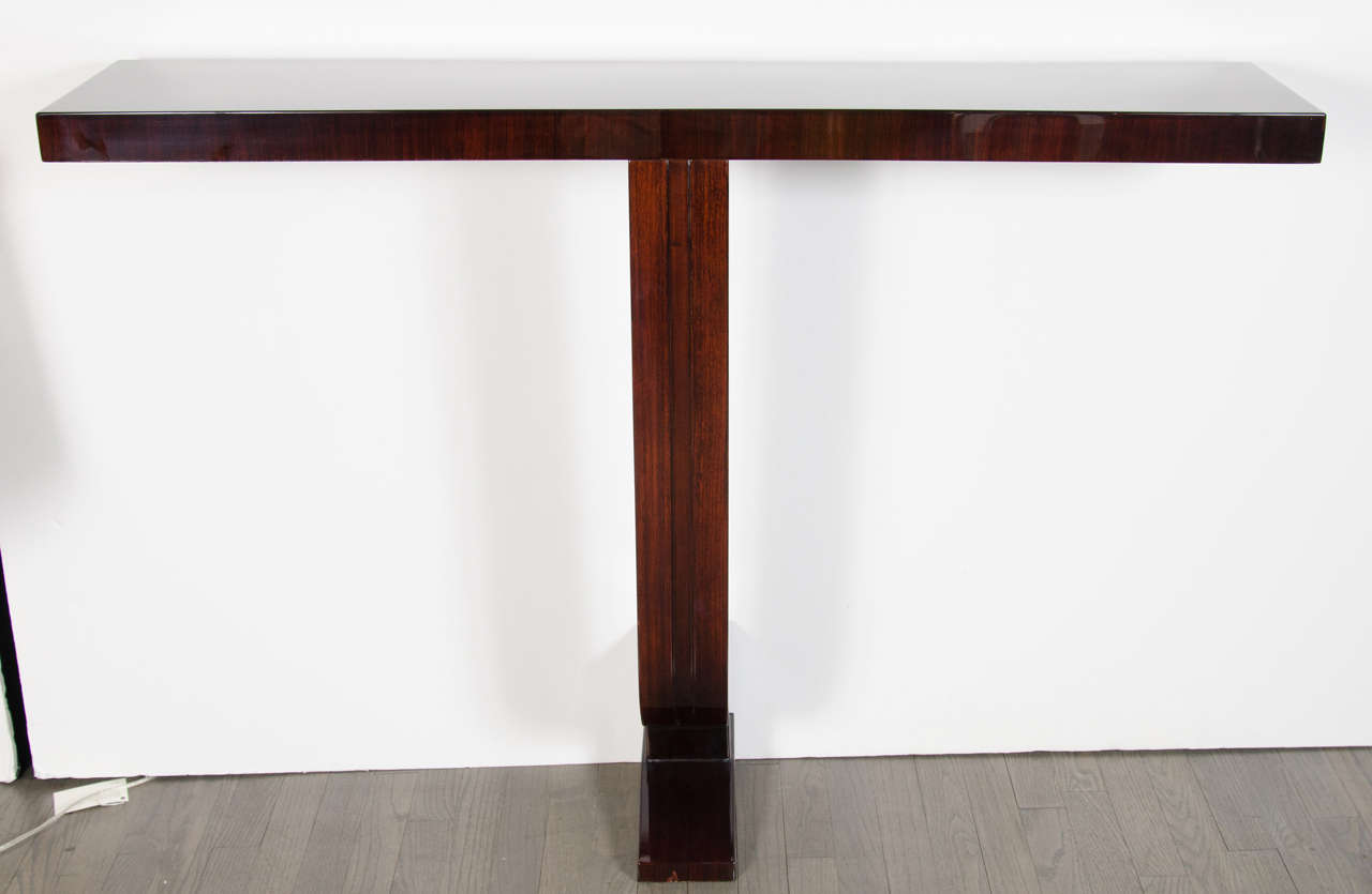 Exquisite Streamlined Art Deco Wall Mounted Console in Mahogany at ...
