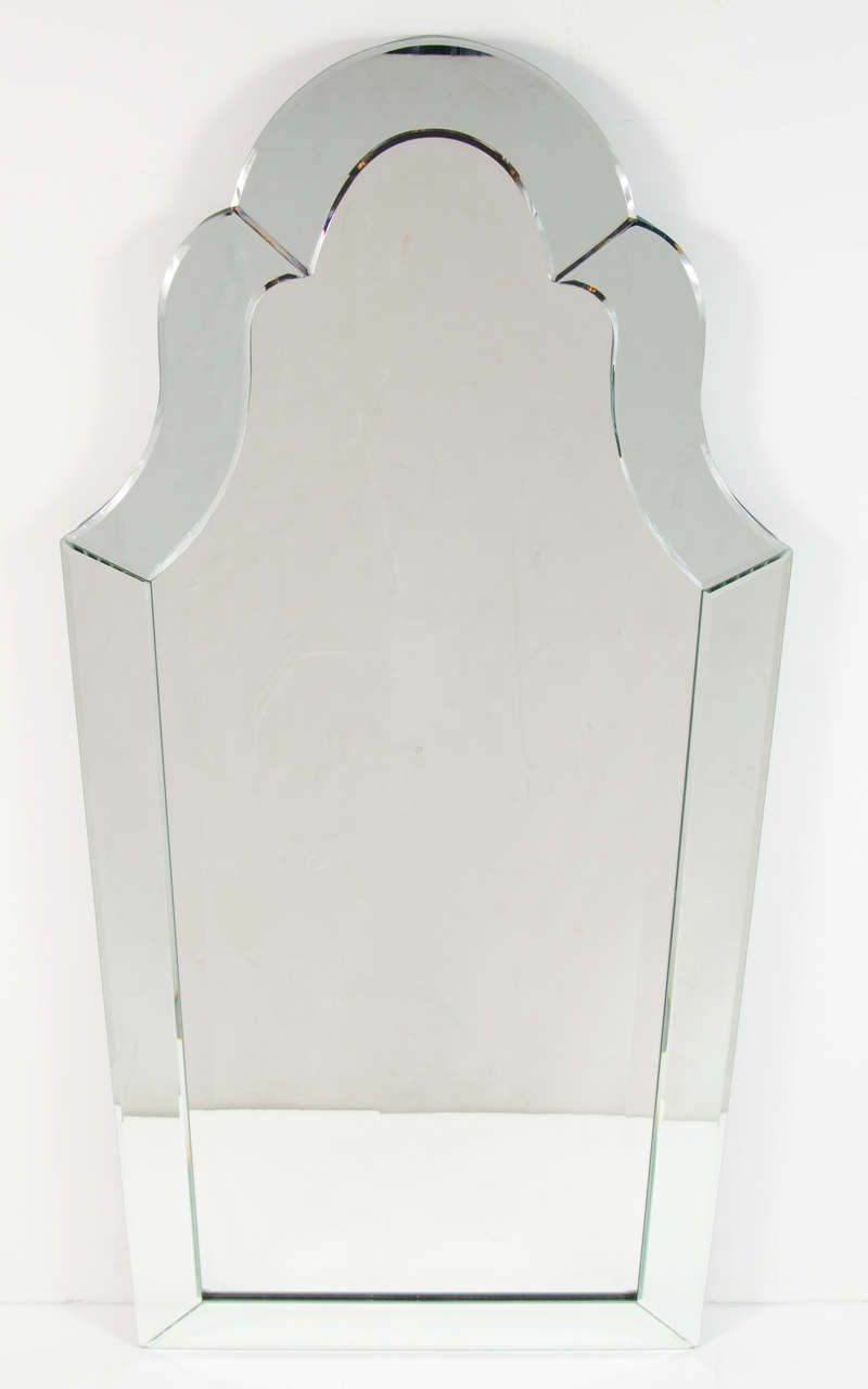Venetian Style Mirror with Arched Top and Double Beveled Detailing at ...
