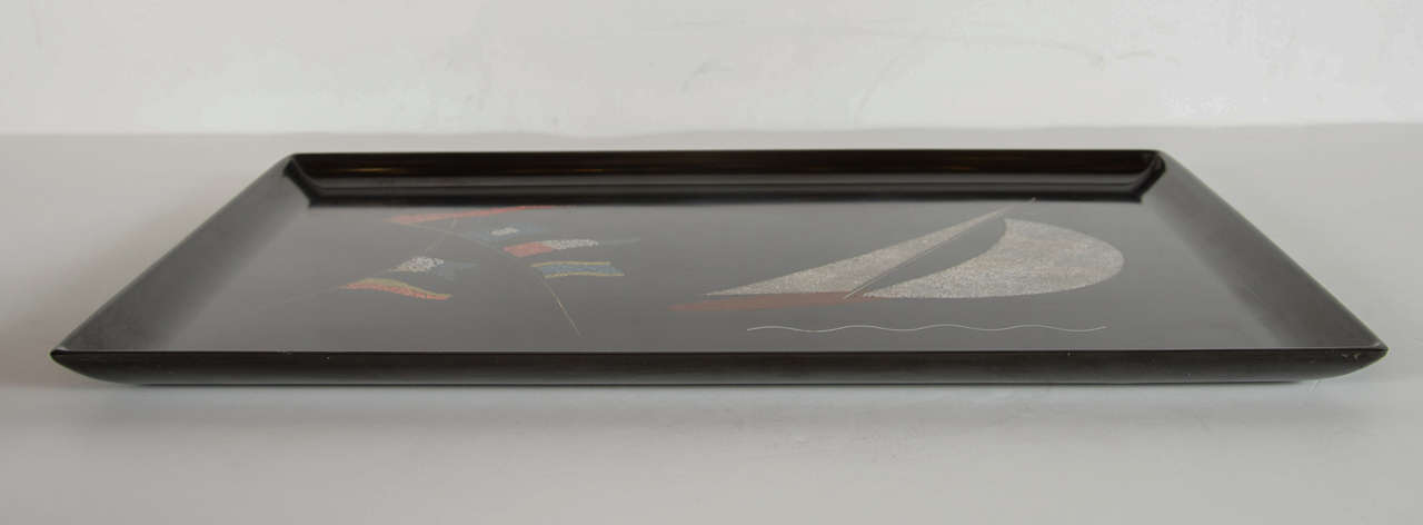 Art Deco Nautical Theme Bakelite Tray by The Couroc Company at 1stDibs