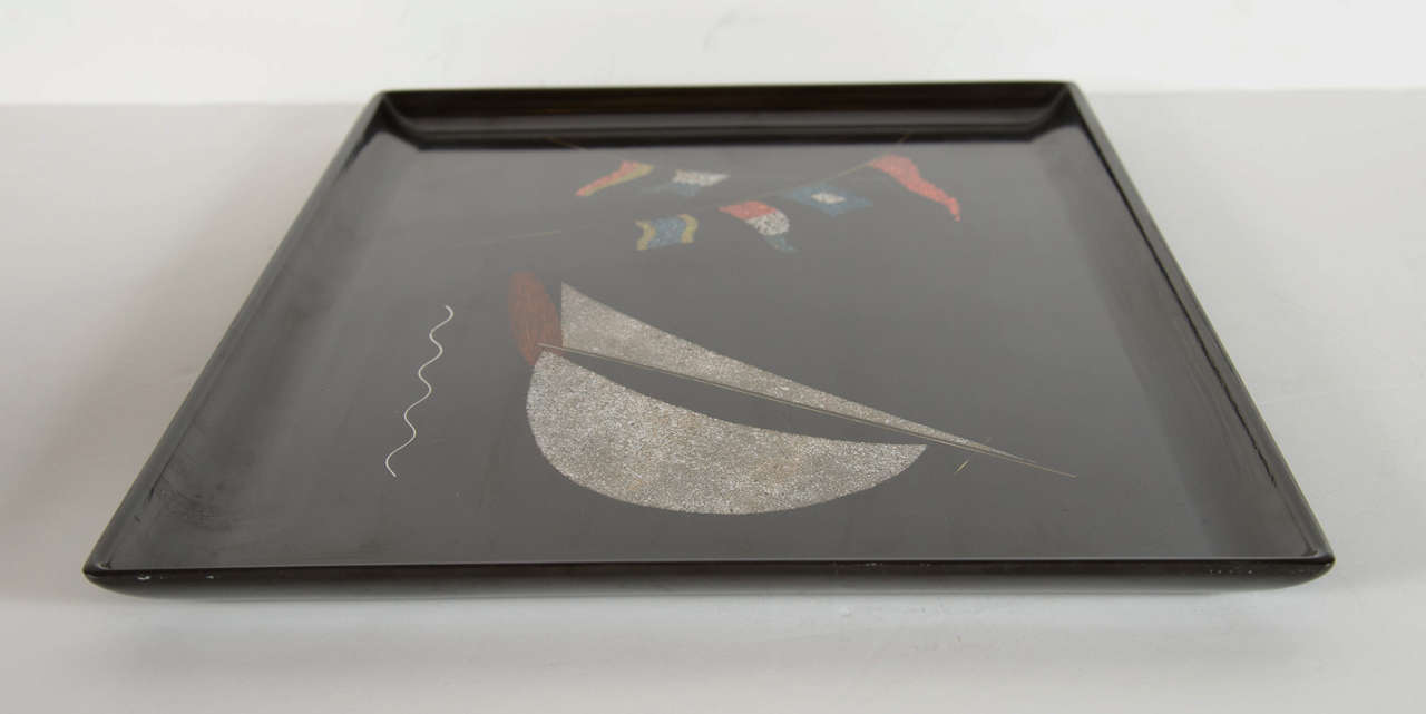 Art Deco Nautical Theme Bakelite Tray by The Couroc Company at 1stDibs