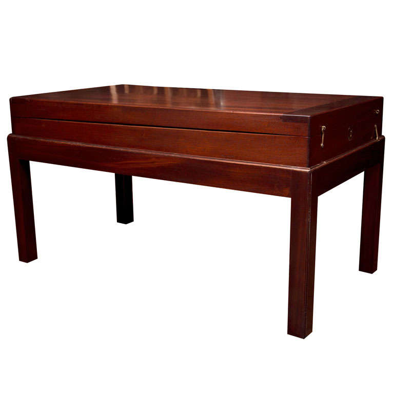 Stunning Asian Black Laquer Box on Custom Stand Coffee Table For Sale ...