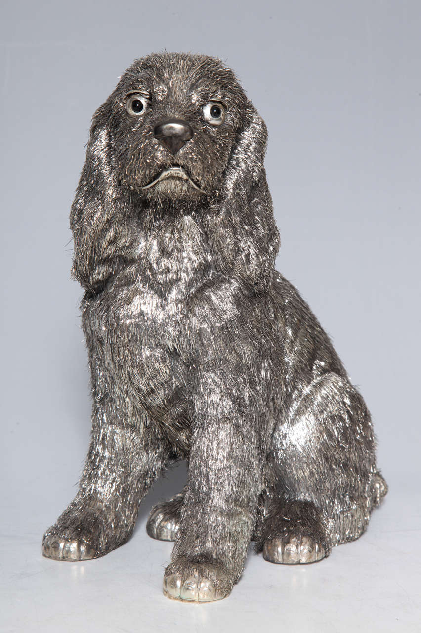 A rare Seated Silver Haired Spaniel Dog Statue by M. Buccellati at ...
