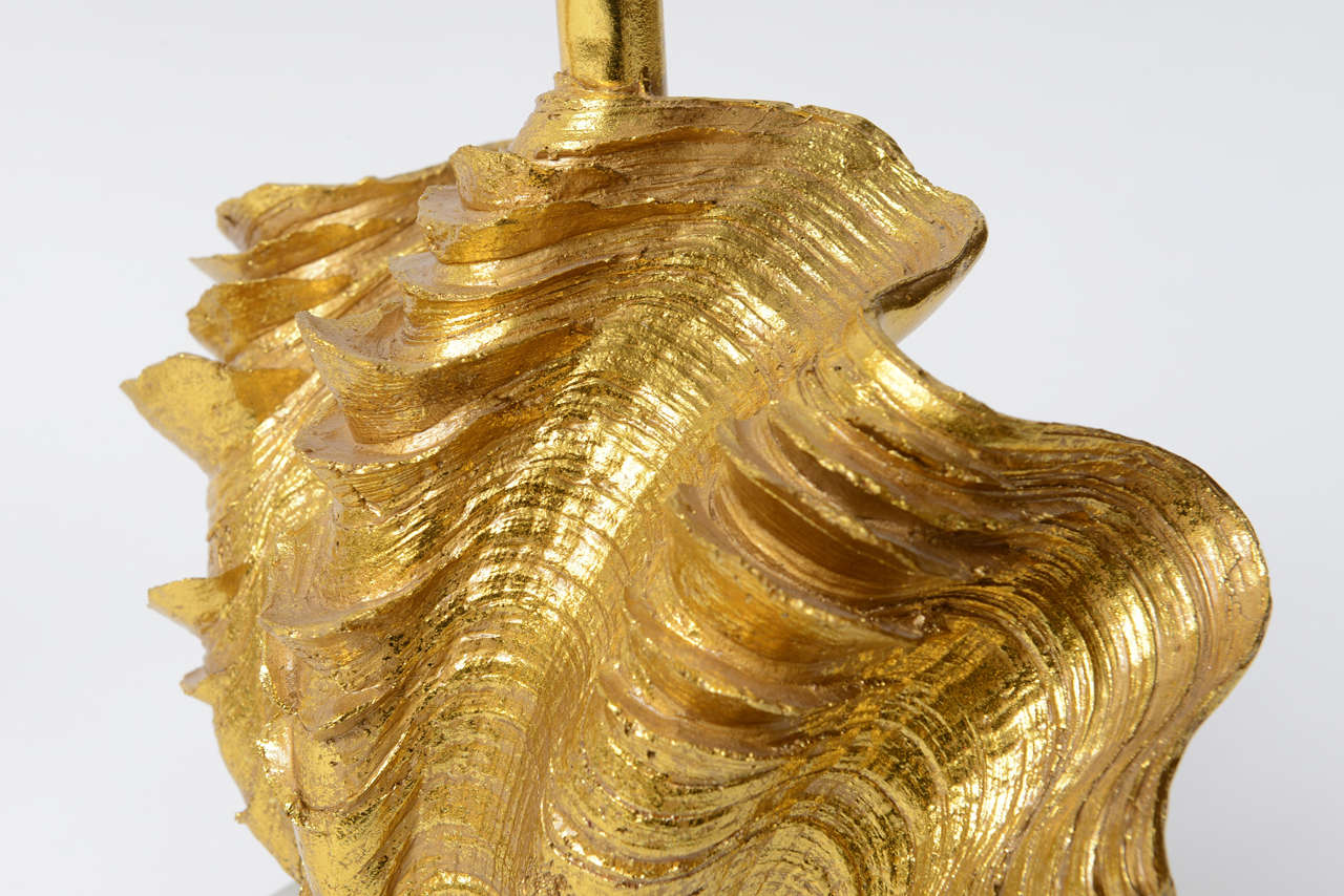 Lucite and Gold Leaf Shell lamps with shades. USA 20th C at 1stDibs ...