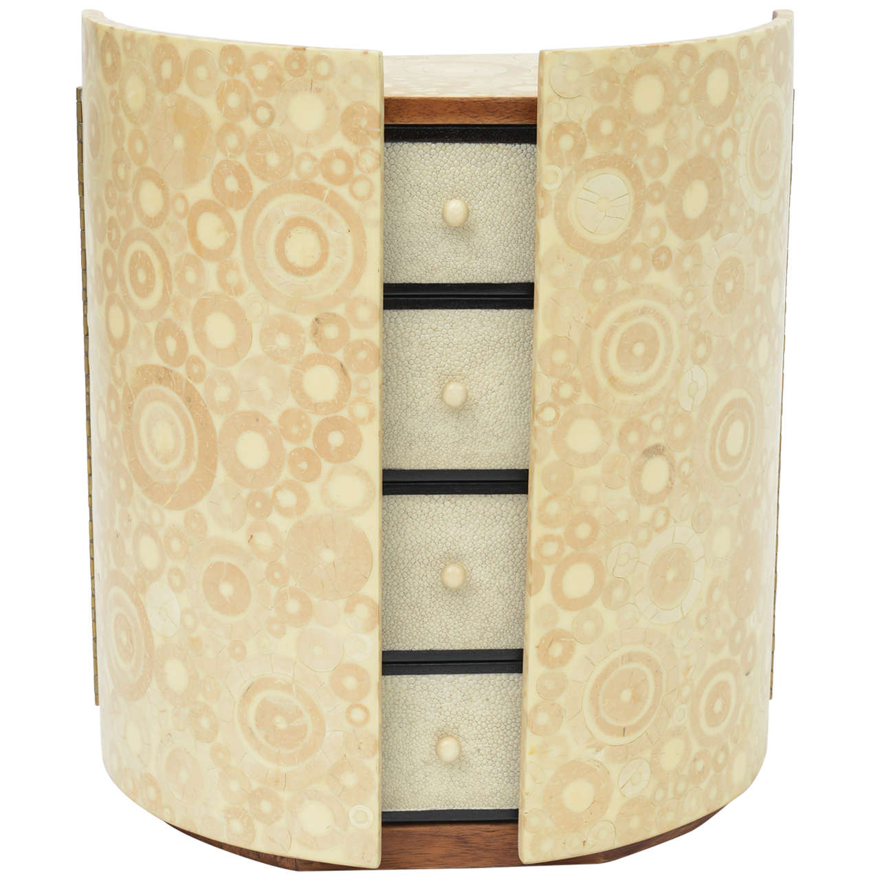 Shagreen Box with Bronze and Palm Wood Details at 1stDibs