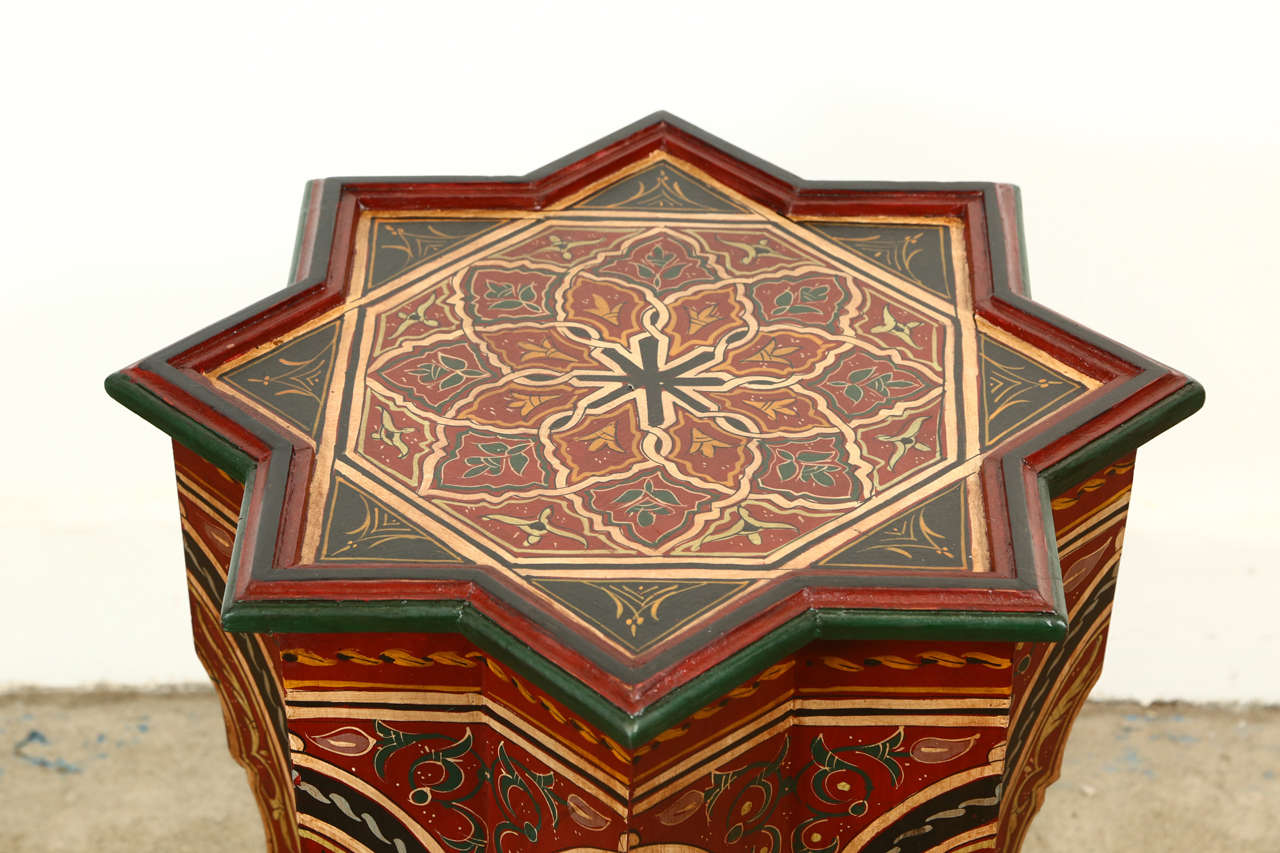 Moroccan Hand-Painted Side Table Maroon Color at 1stDibs | maroon ...