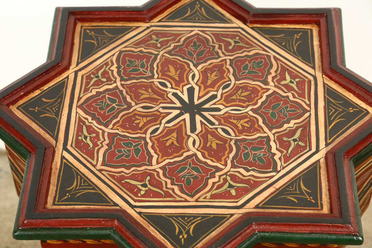 Moroccan Hand-Painted Side Table Maroon Color at 1stDibs | maroon ...