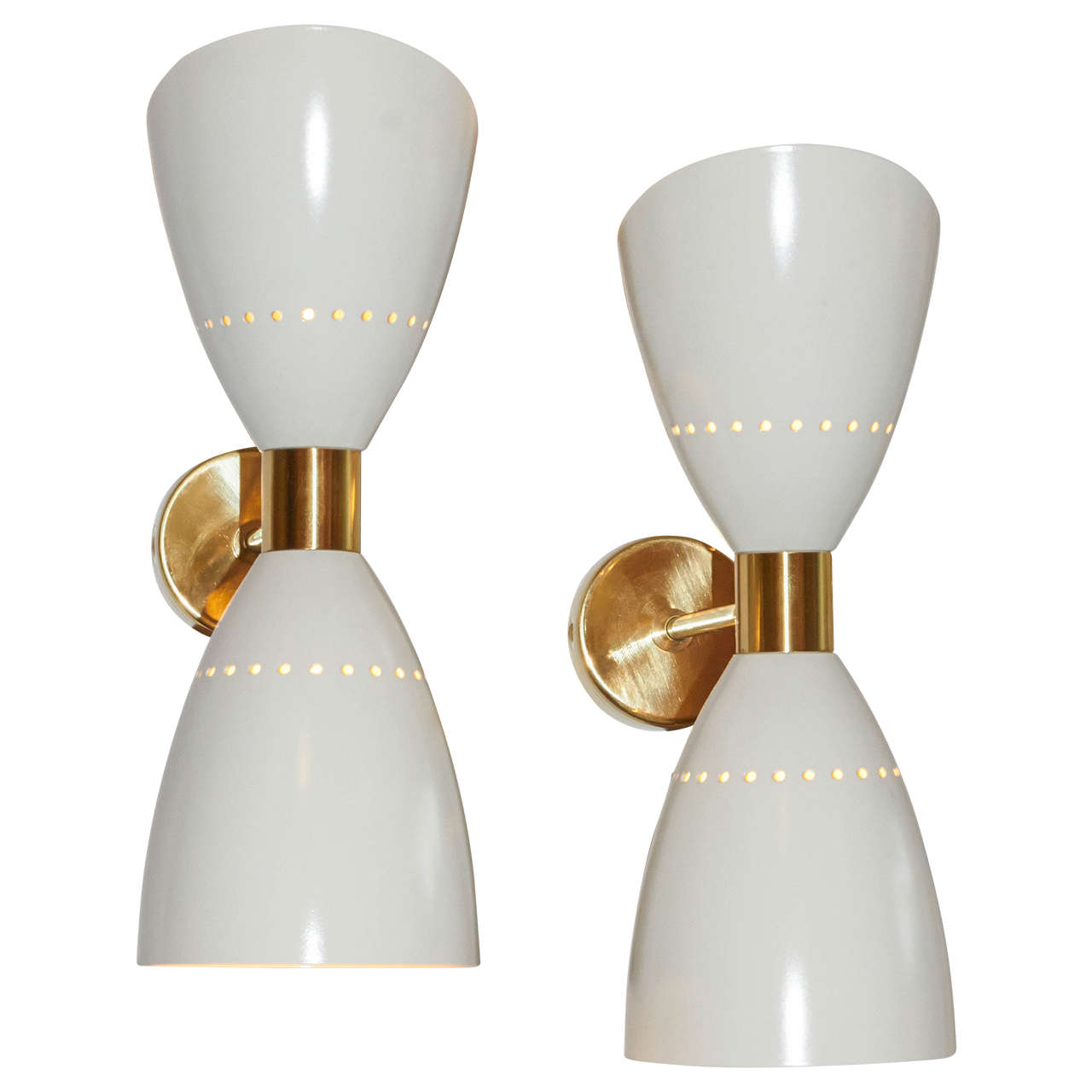 Pair of Italian Dual Shade Articulating Wall Sconces at 1stDibs