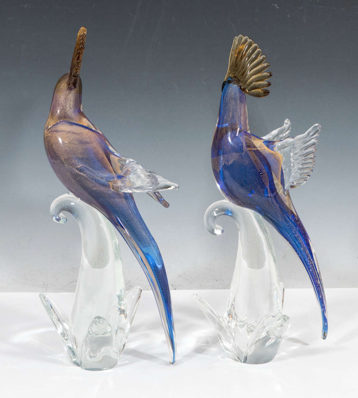 A Pair of Archimede Seguso 'Sommerso' Murano Glass Cockatoos at 1stDibs ...
