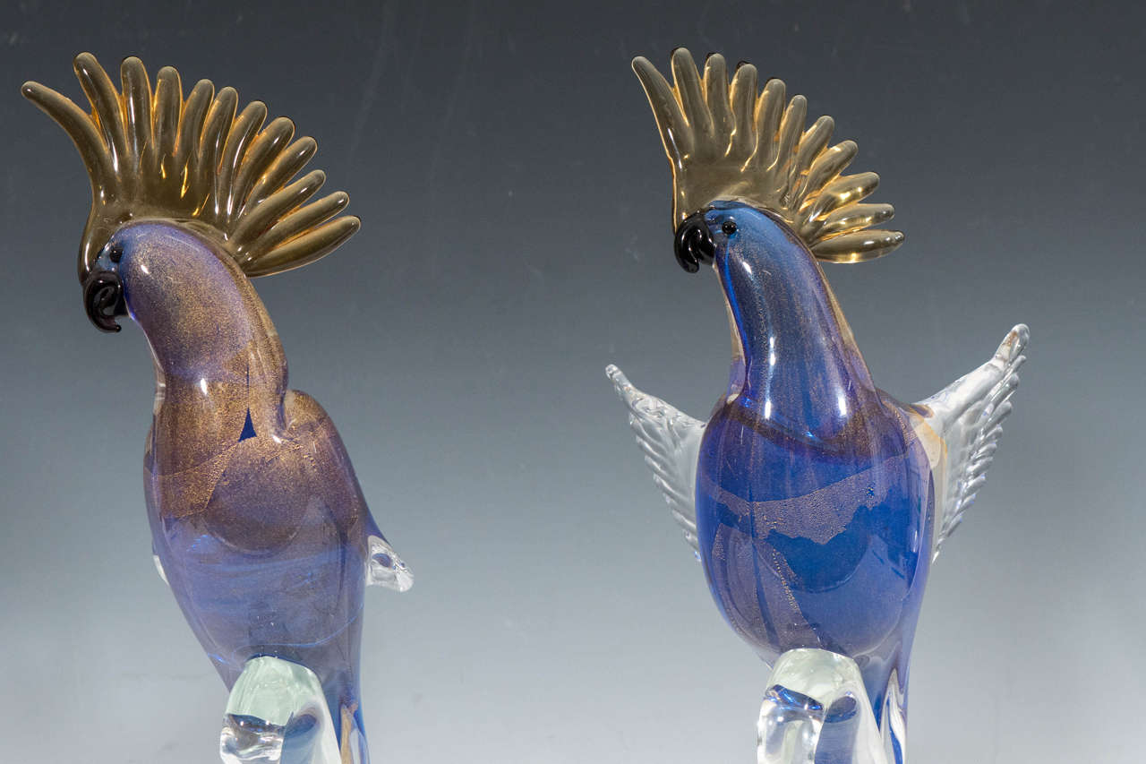 A Pair of Archimede Seguso 'Sommerso' Murano Glass Cockatoos at 1stDibs ...