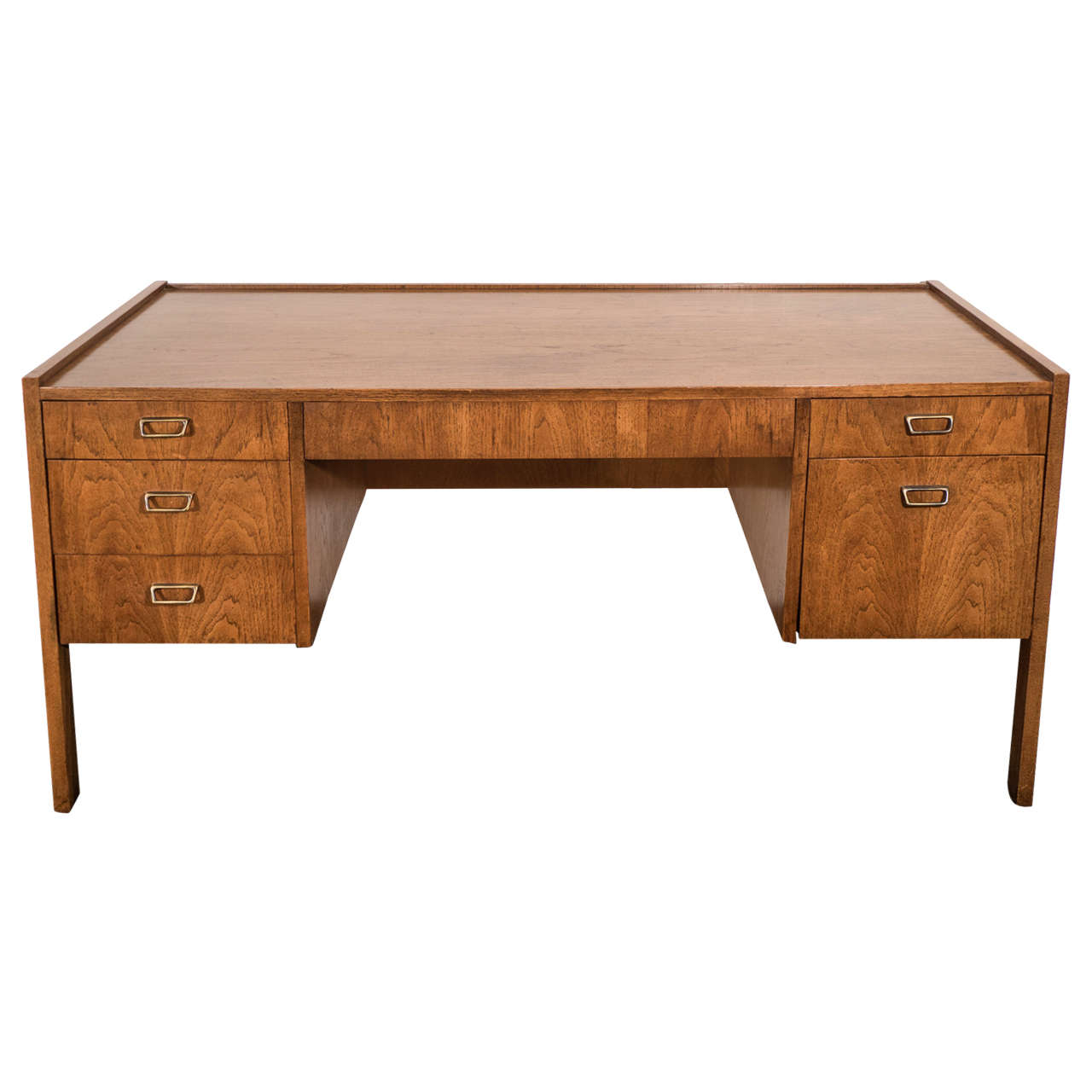 Midcentury Walnut Executive Desk by Founders at 1stDibs