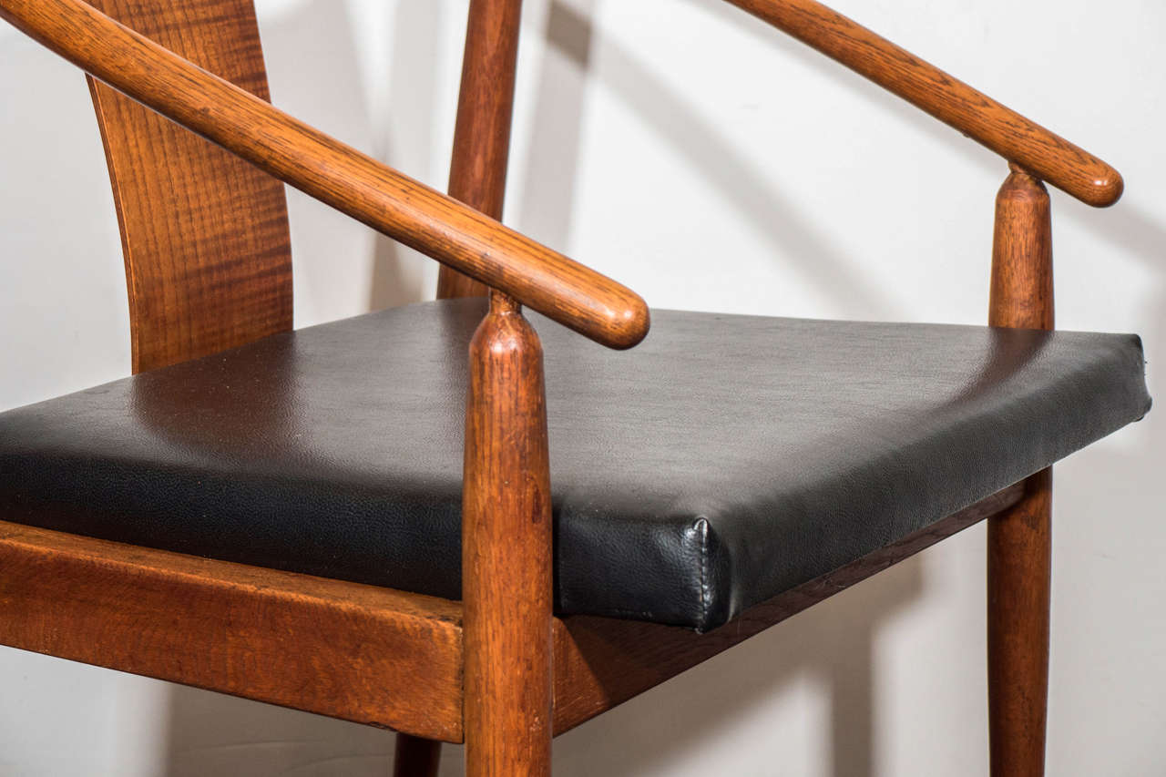 Fritz Hansen Armchair with Faux Leather Seat at 1stDibs