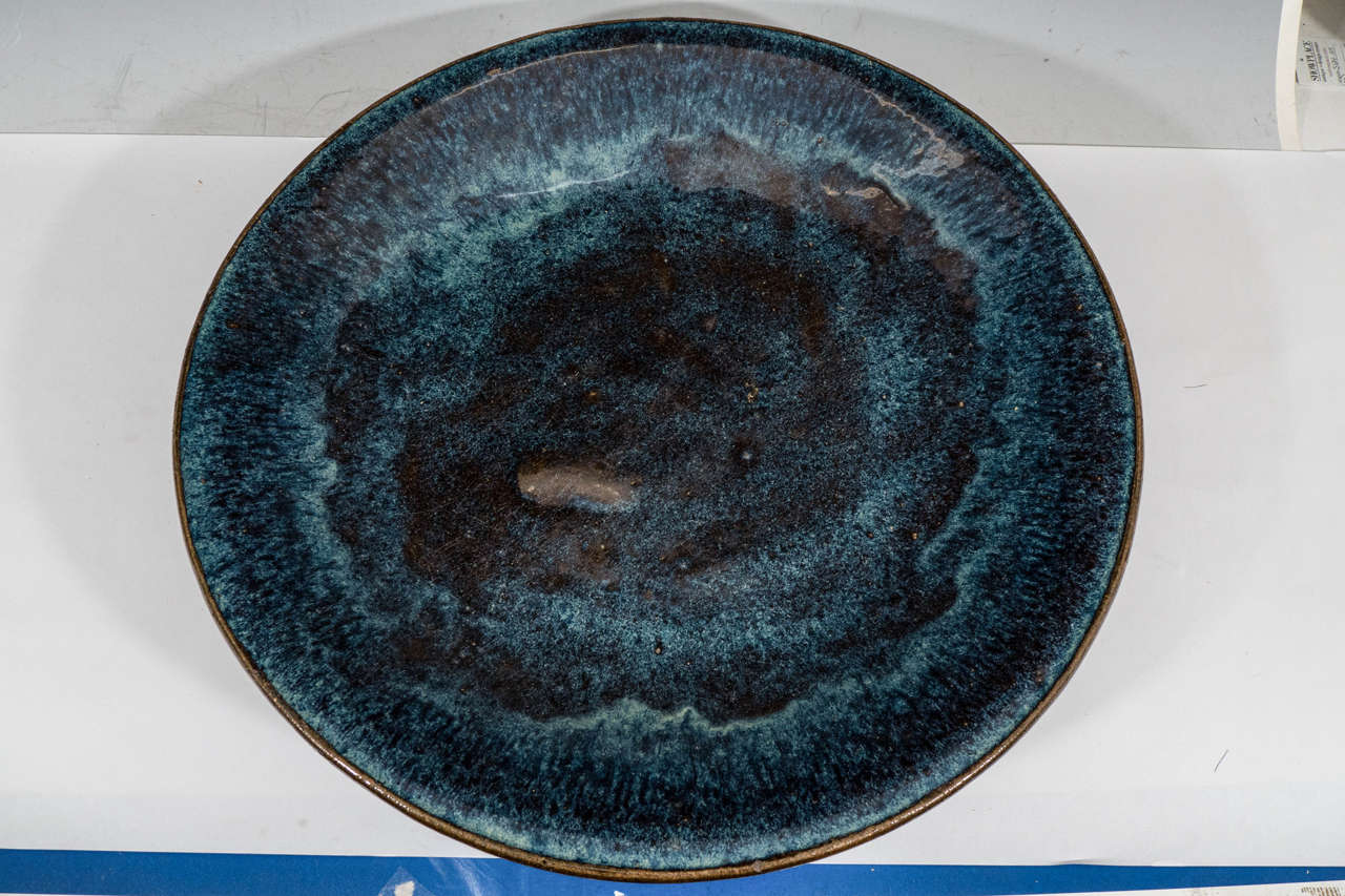 Japanese Dark Blue Stoneware Charger at 1stDibs