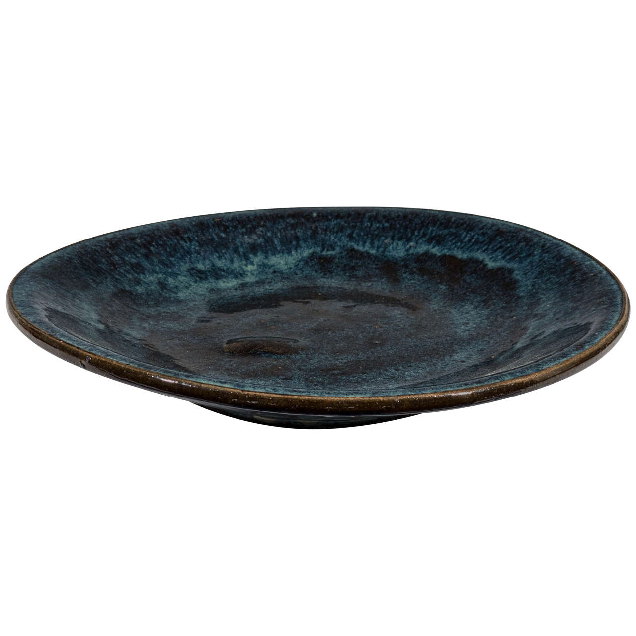 Japanese Dark Blue Stoneware Charger at 1stDibs