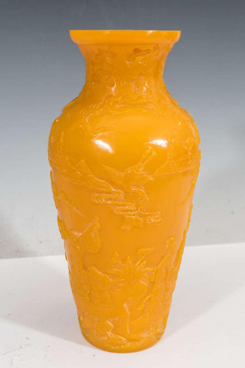 Early 20th Century Chinese Cut-Glass Peking Solid Yellow Vase at ...