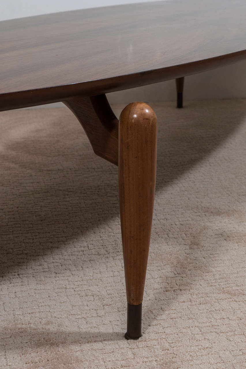 Midcentury Walnut Oval Coffee Table at 1stDibs