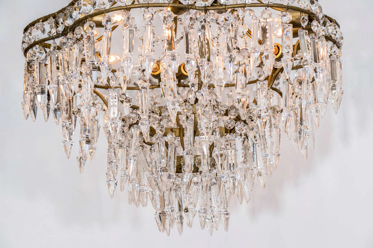 Midcentury Chandelier with Swarovski Cut Crystal Drops For Sale at 1stDibs