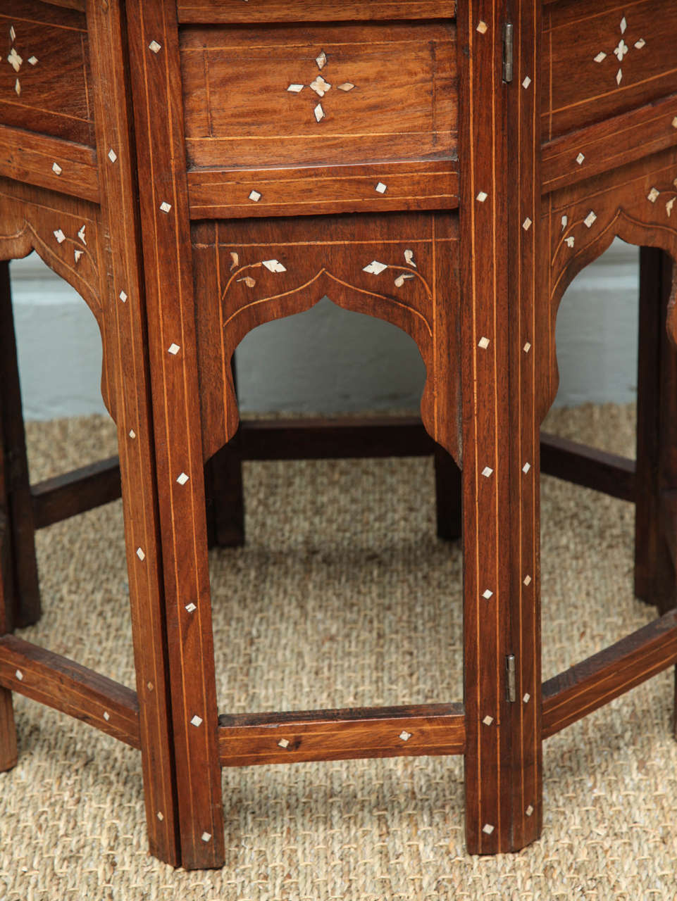 Indian Bone Inlaid Circular Folding Table at 1stDibs