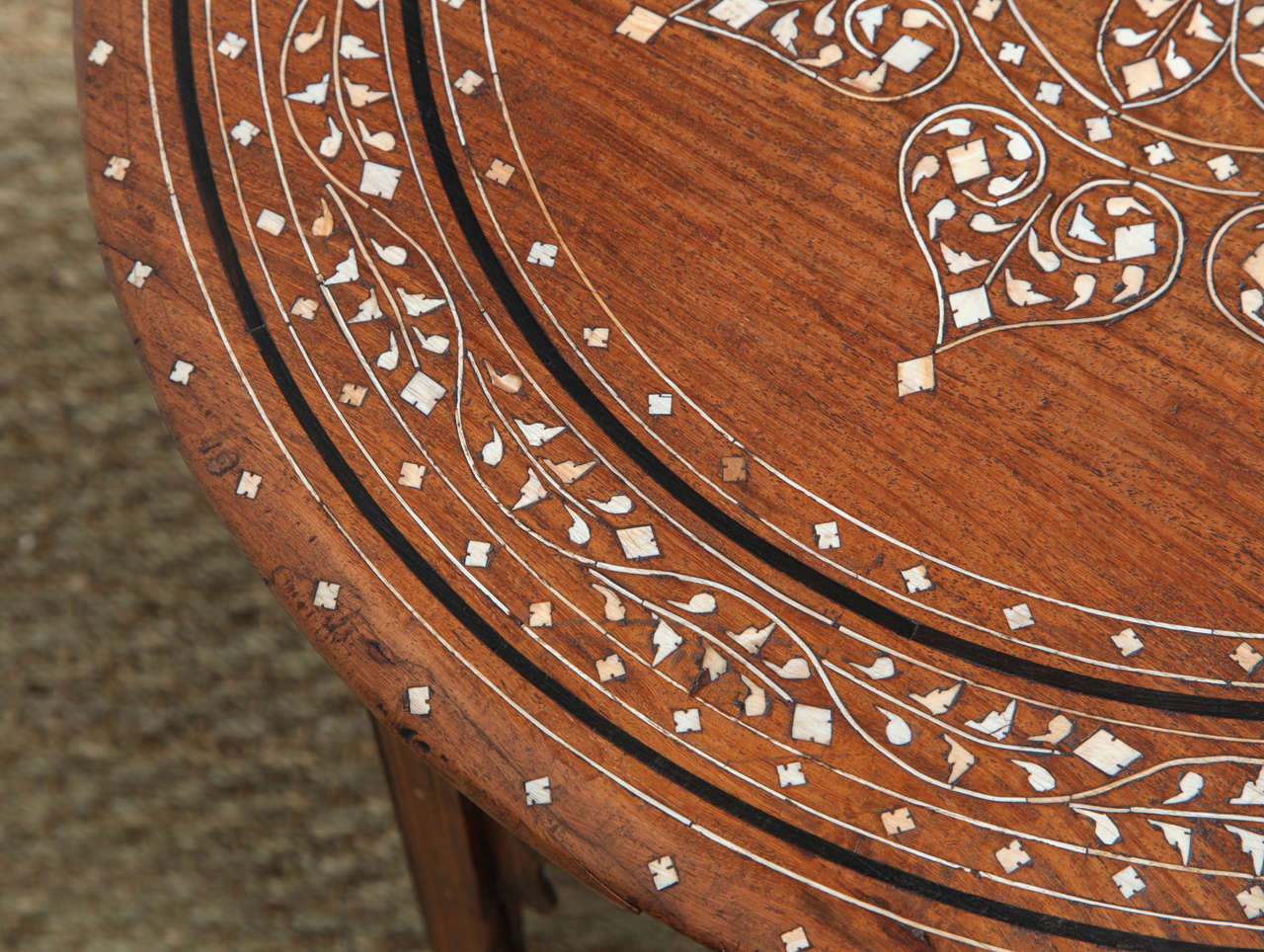 Indian Bone Inlaid Circular Folding Table at 1stDibs