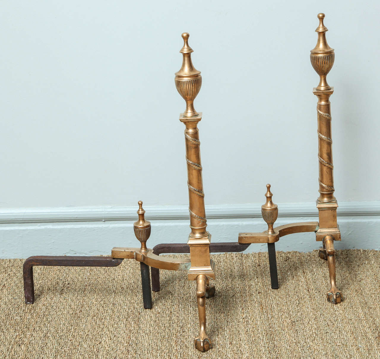 Striking Pair of Classical Andirons at 1stdibs