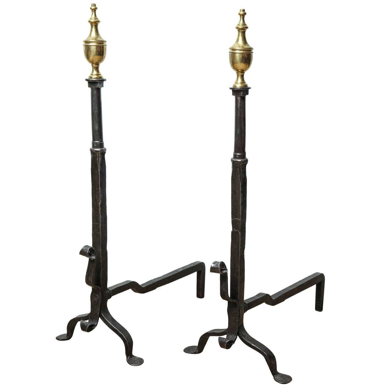 Striking Pair of Classical Andirons at 1stDibs