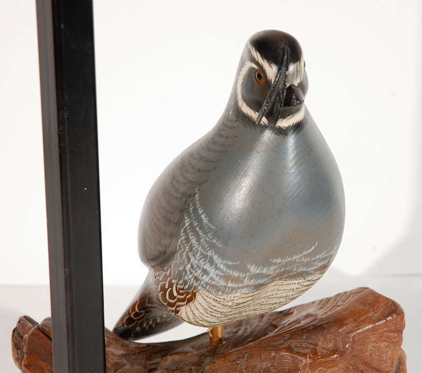 Carved Wood Quail Lamp by William Haines at 1stDibs