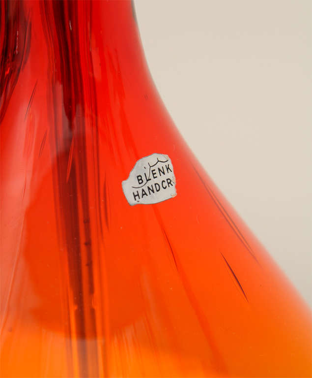 Rare Pair of Blenko Glass Lamps with Original Matching Finials at 1stDibs